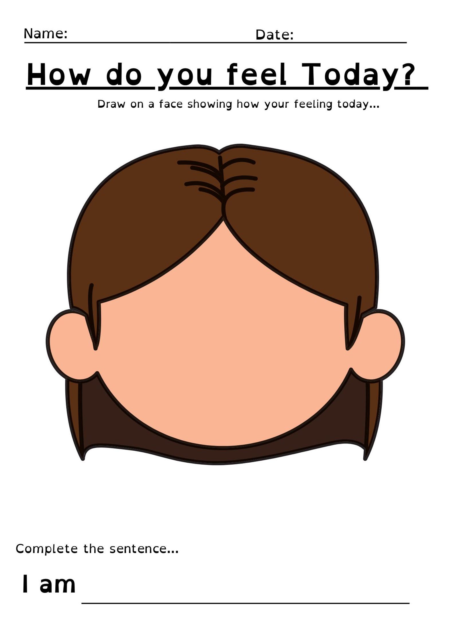 How I Feel Today Worksheet | Emotions Printable for Kids | Boy & Girl ...