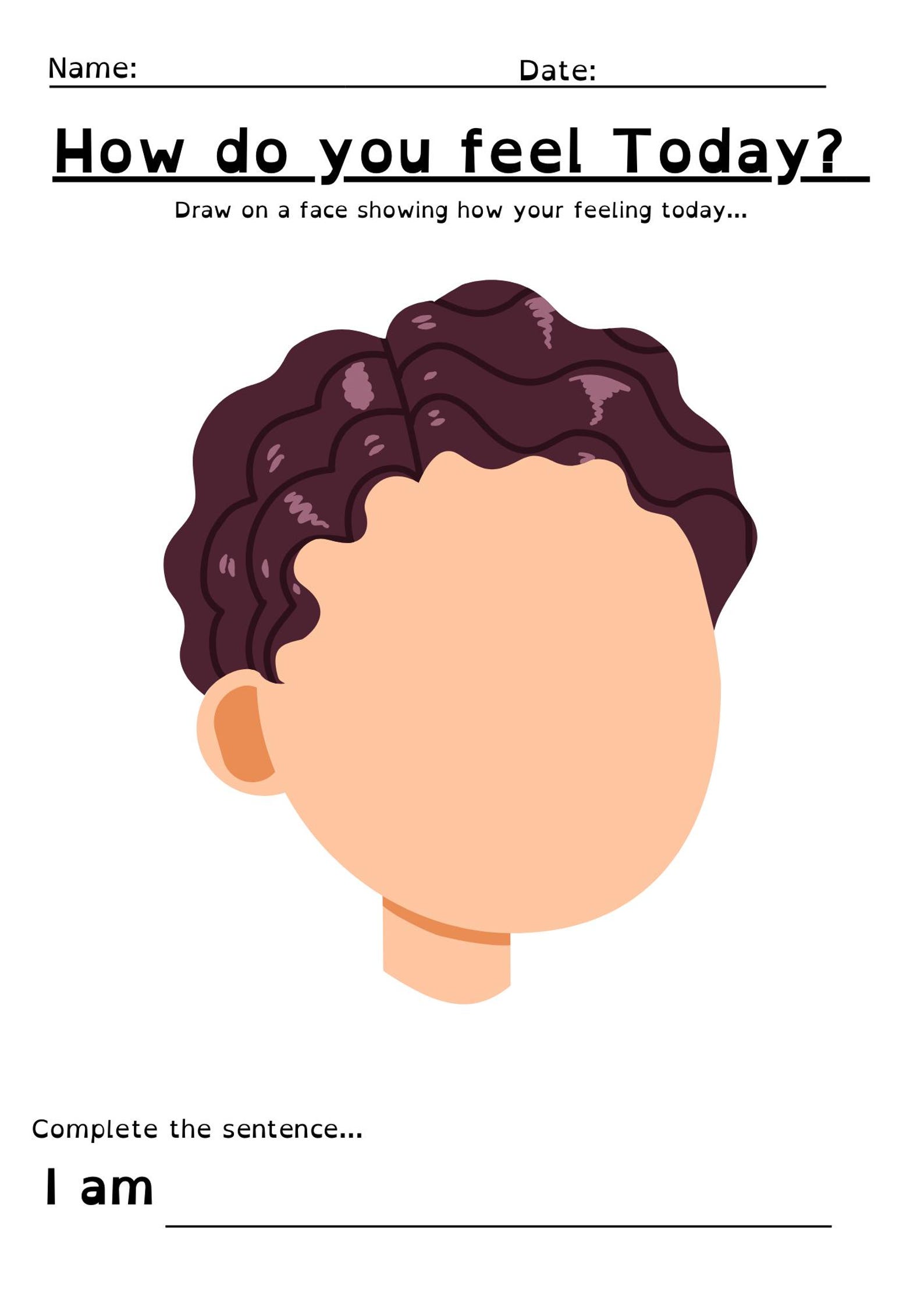 How I Feel Today Worksheet | Emotions Printable for Kids | Boy & Girl ...