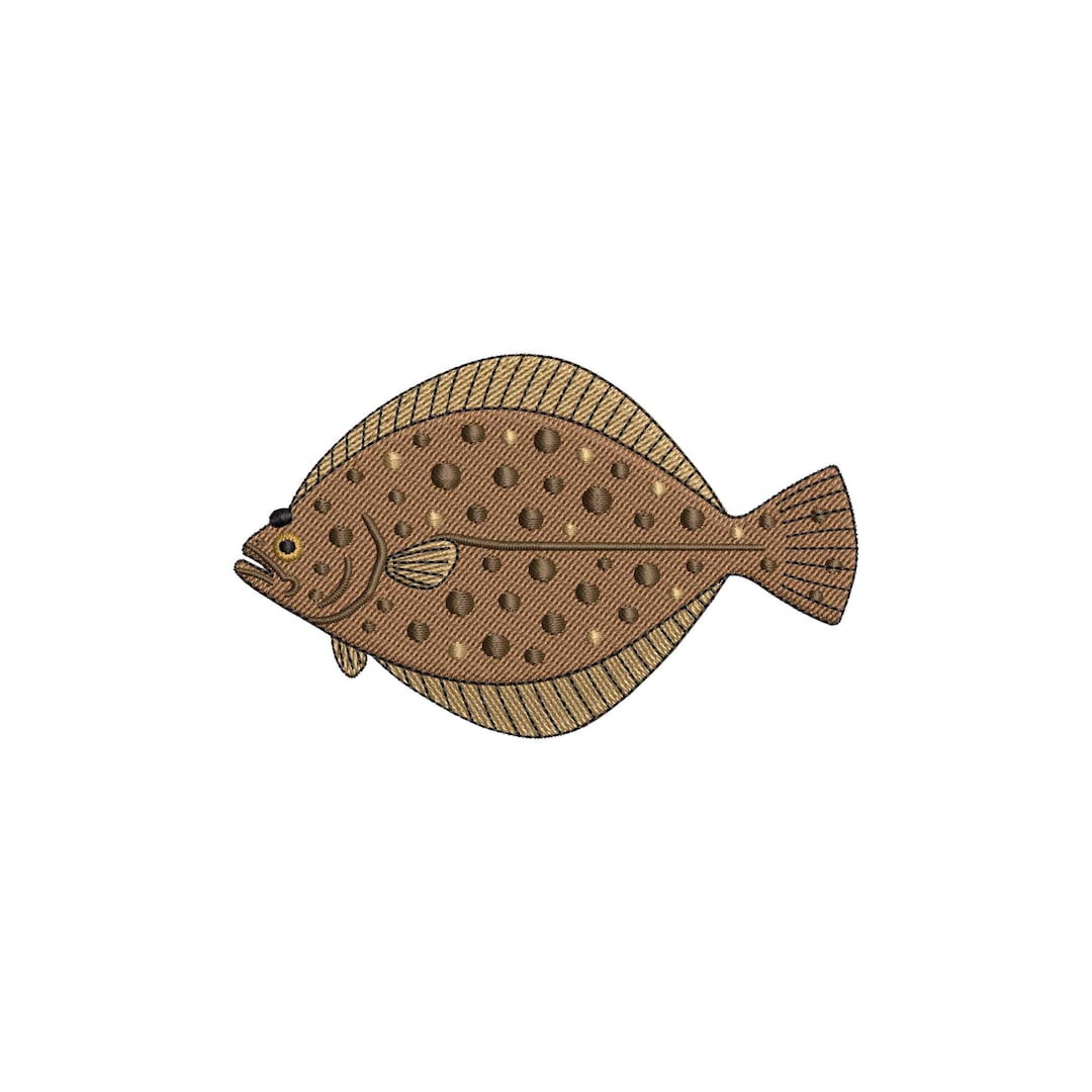Flounder Fish Embroidery Design, Fishing Machine Embroidery File ...