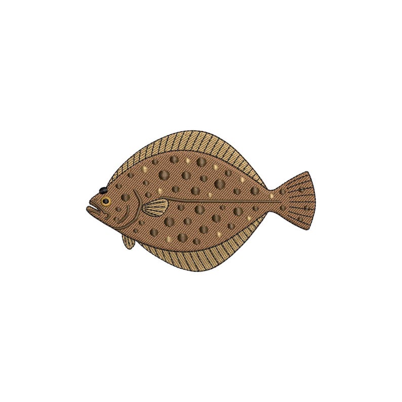 Flounder Fish Embroidery Design, Fishing Machine Embroidery File ...