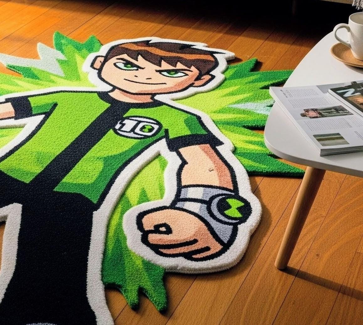 6x9hand-tufted Ben 10 Wool Rug: Kids Room Decor, Superhero Carpet Gift ...