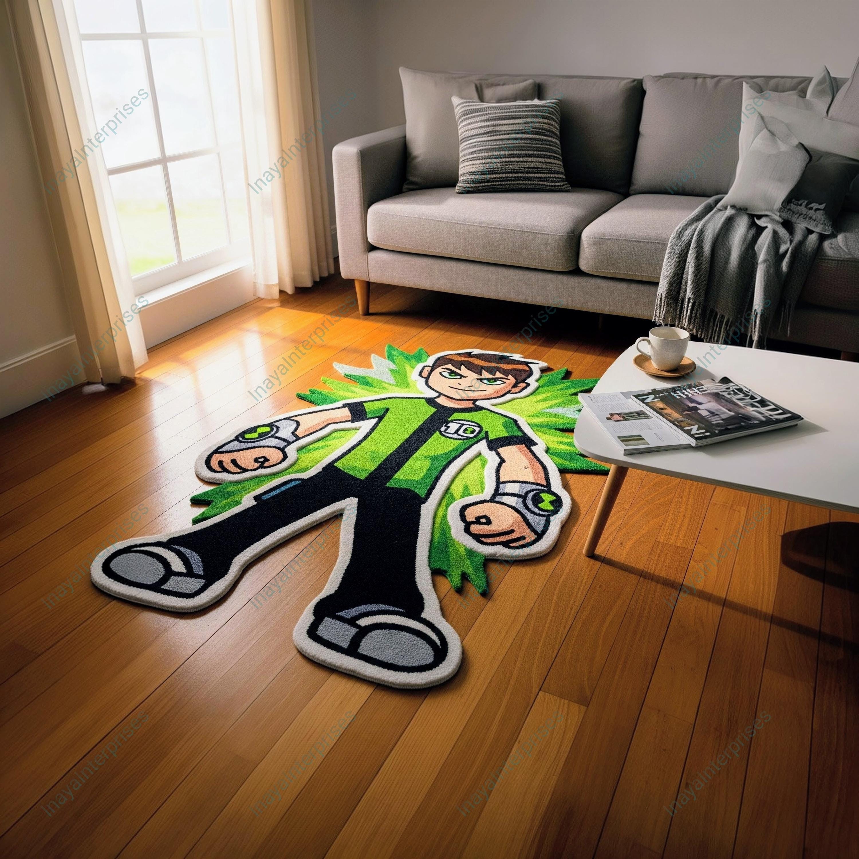 6x9hand-tufted Ben 10 Wool Rug: Kids Room Decor, Superhero Carpet Gift ...
