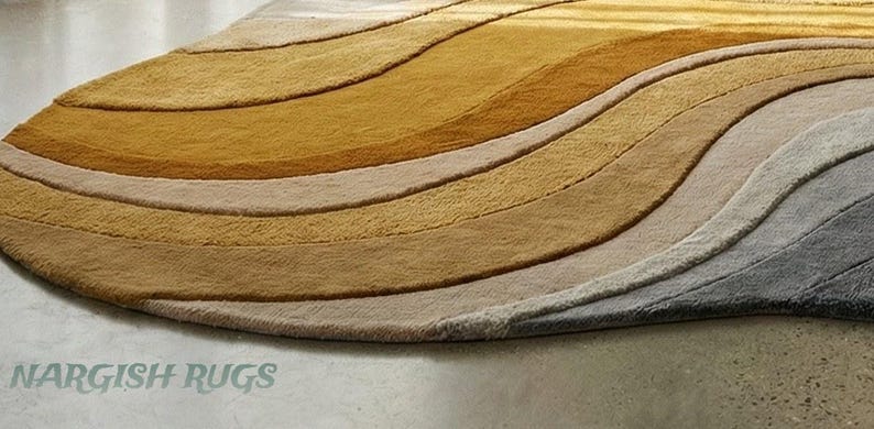 Handmade-tufted Topographic Wool Rug | Modern Earth Contour Design ...