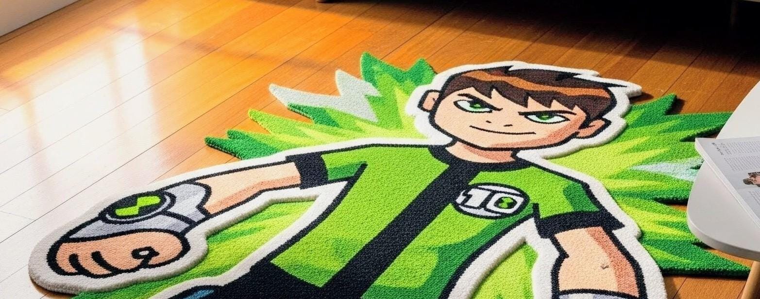 6x9hand-tufted Ben 10 Wool Rug: Kids Room Decor, Superhero Carpet Gift ...