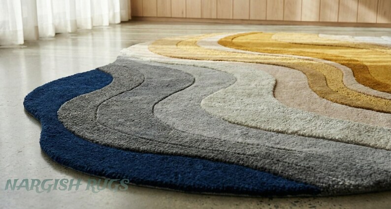 Handmade-tufted Topographic Wool Rug | Modern Earth Contour Design ...