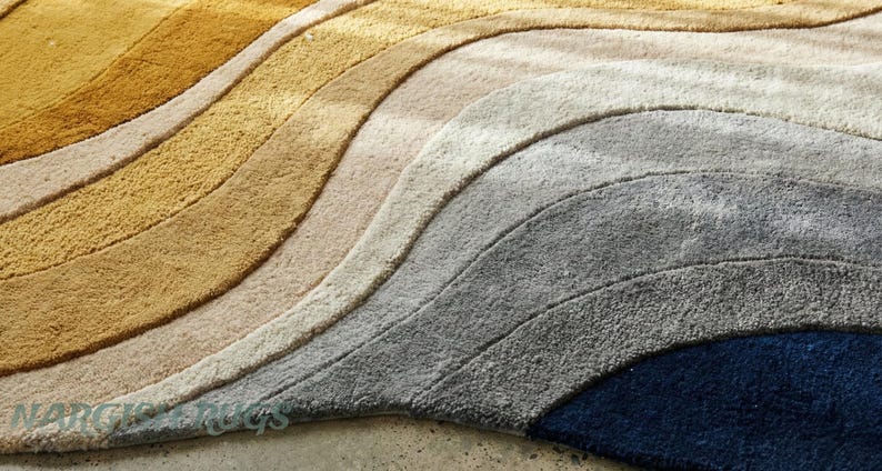 Handmade-tufted Topographic Wool Rug | Modern Earth Contour Design ...