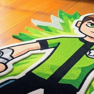 6x9hand-tufted Ben 10 Wool Rug: Kids Room Decor, Superhero Carpet Gift ...
