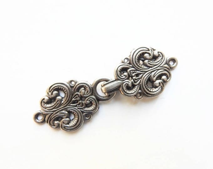 Norwegian Sweater Clasps ONE SET Sew on / Antiqued Silver | Etsy