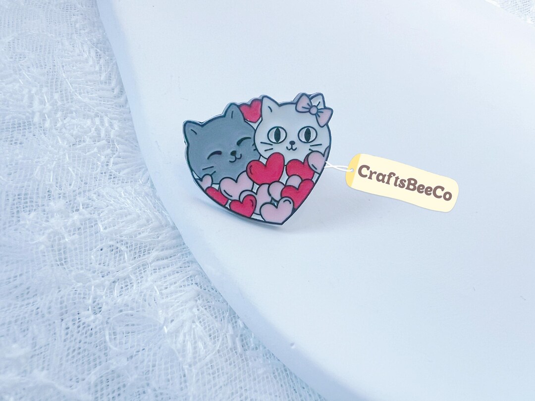 Love Cats Kitten Badge - Enamel Pins Cute Enamel Pin Valentine Brooch ...