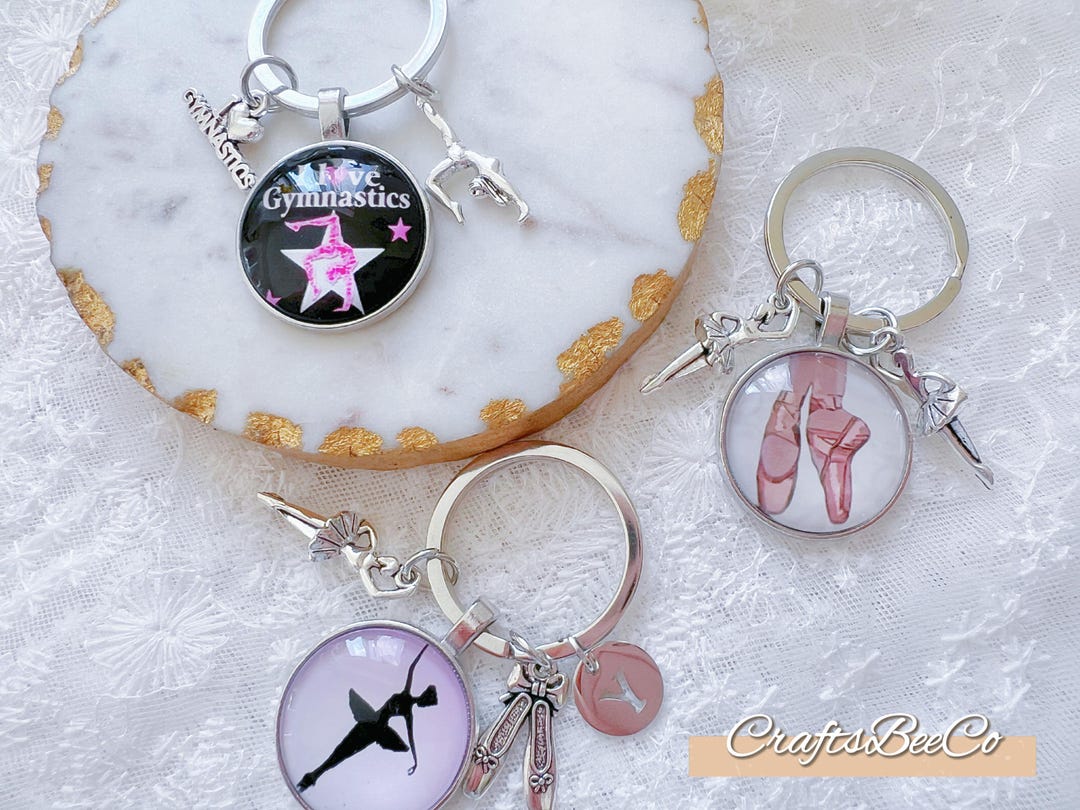 Custom Initial Ballerina Gymnastics Keyring Key Ring Key Chain , Gift ...
