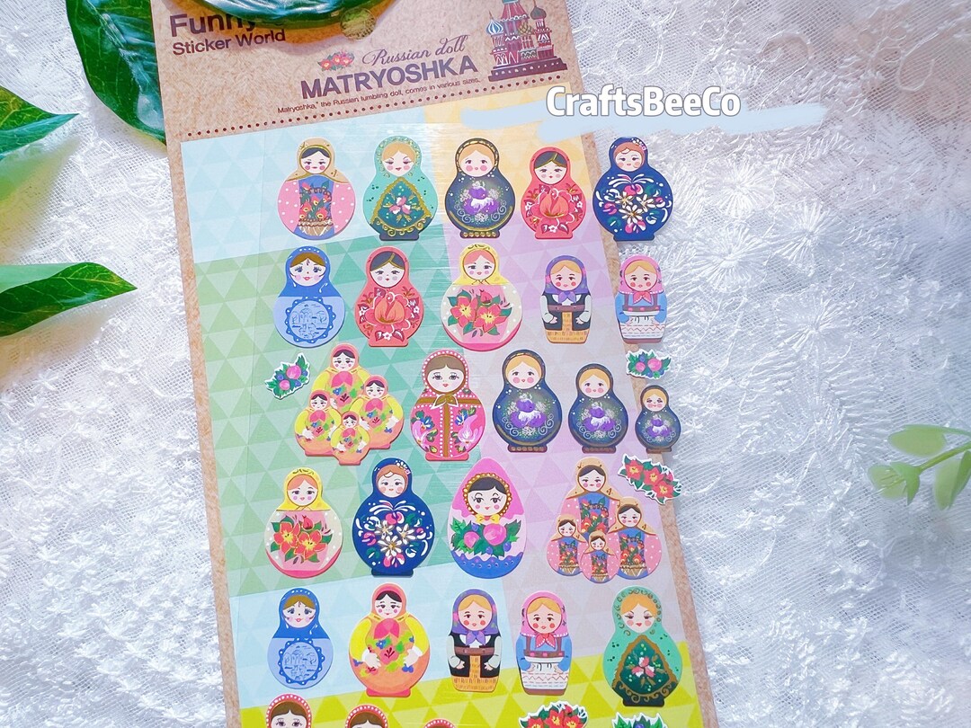 Kawaii Russian Girl Sticker - Cute Matryoshka Sticker - Scrapbook ...