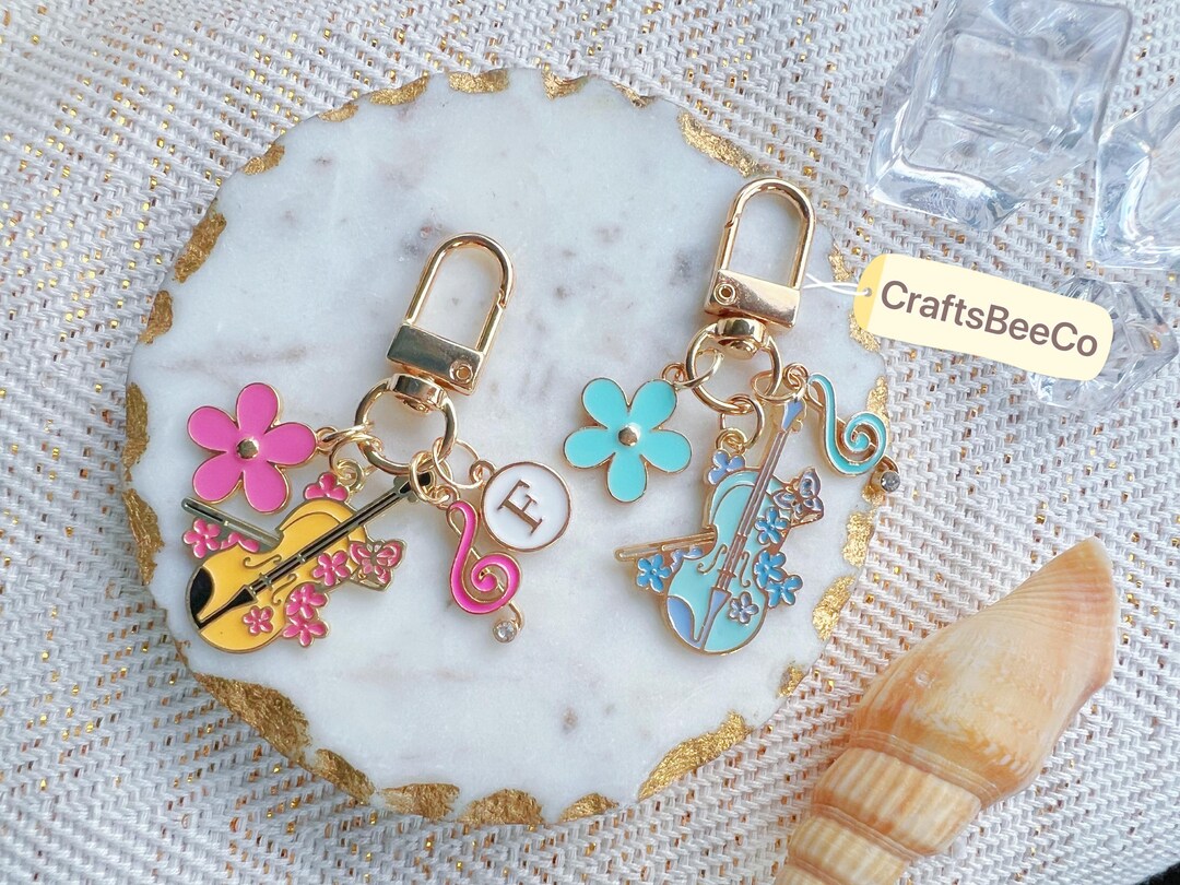 Custom Initial Violin Keyring Charm - Musical Viola Instrutment Music ...