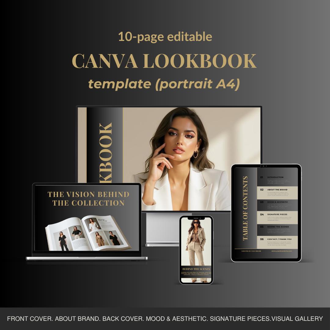 Elegant Fashion Lookbook Template – Neutral Canva Design-digital ...