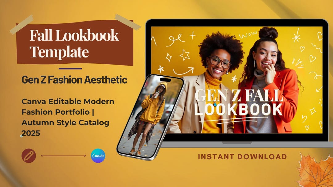 Fashion Lookbook Template | Gen Z Fall Style Portfolio | Canva Editable ...