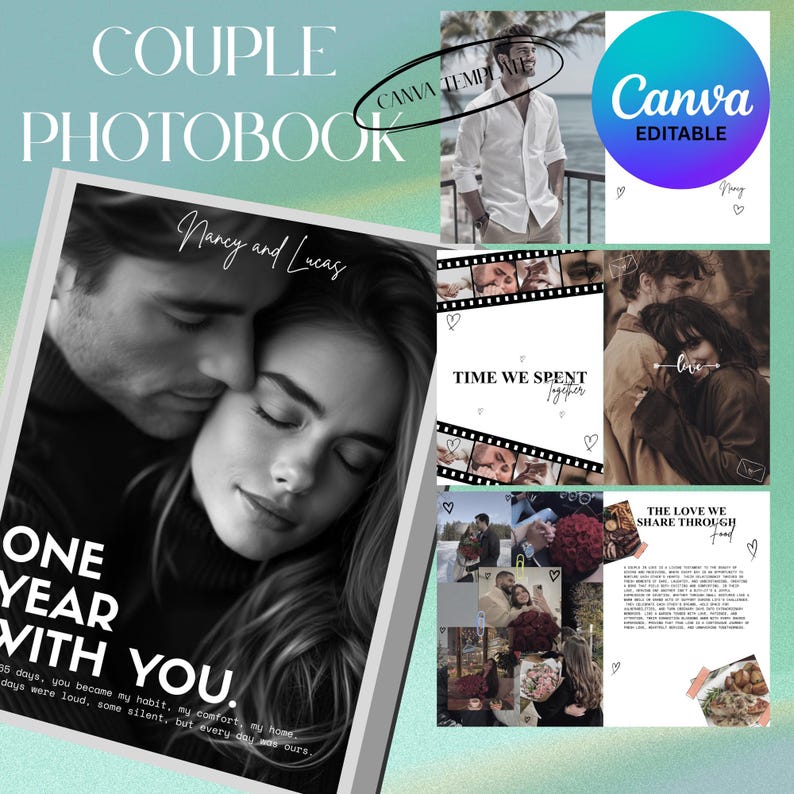 Couple Photo Book Canva Template | Anniversary Gift for Him or Her ...