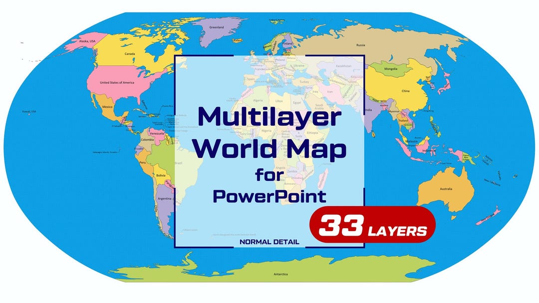Multilayer World Map for Powerpoint. Normal Detail. Select Your ...