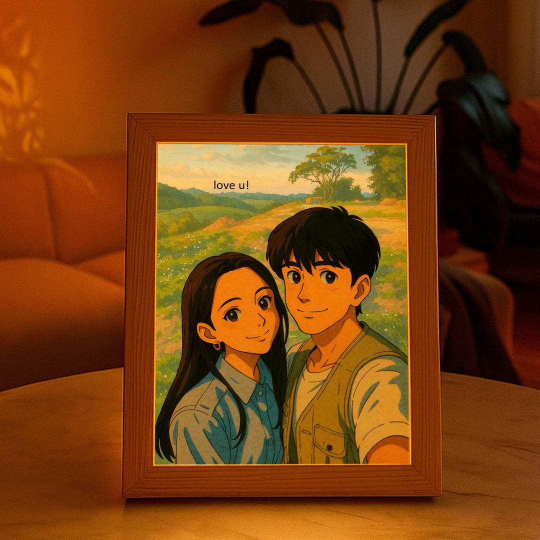 Personalized Light-up Frame, Whimsical Anime Film Style Portrait From ...