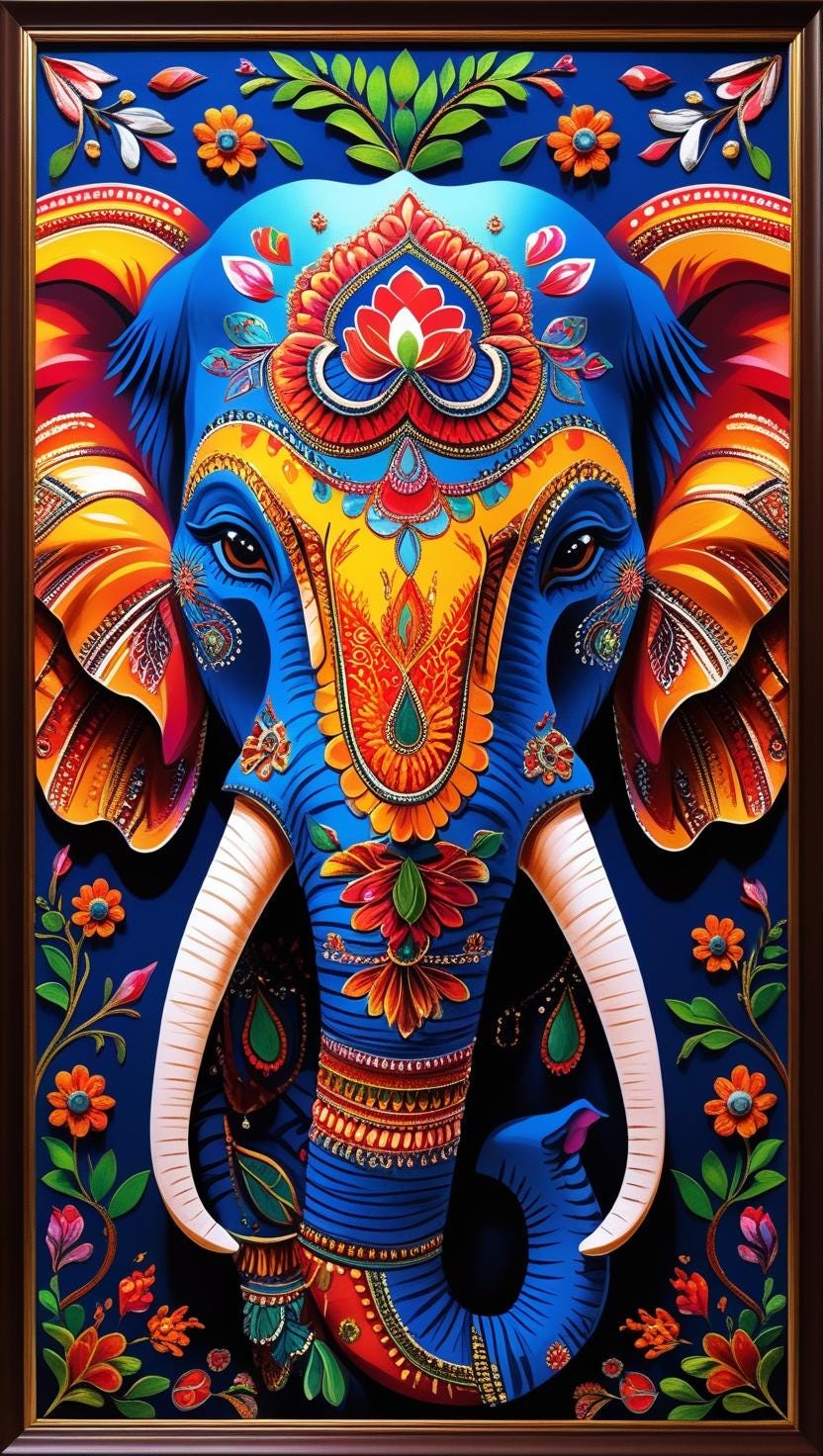 Elephant Face Print: Boho Wildlife Zen Art (digital Download) - Etsy