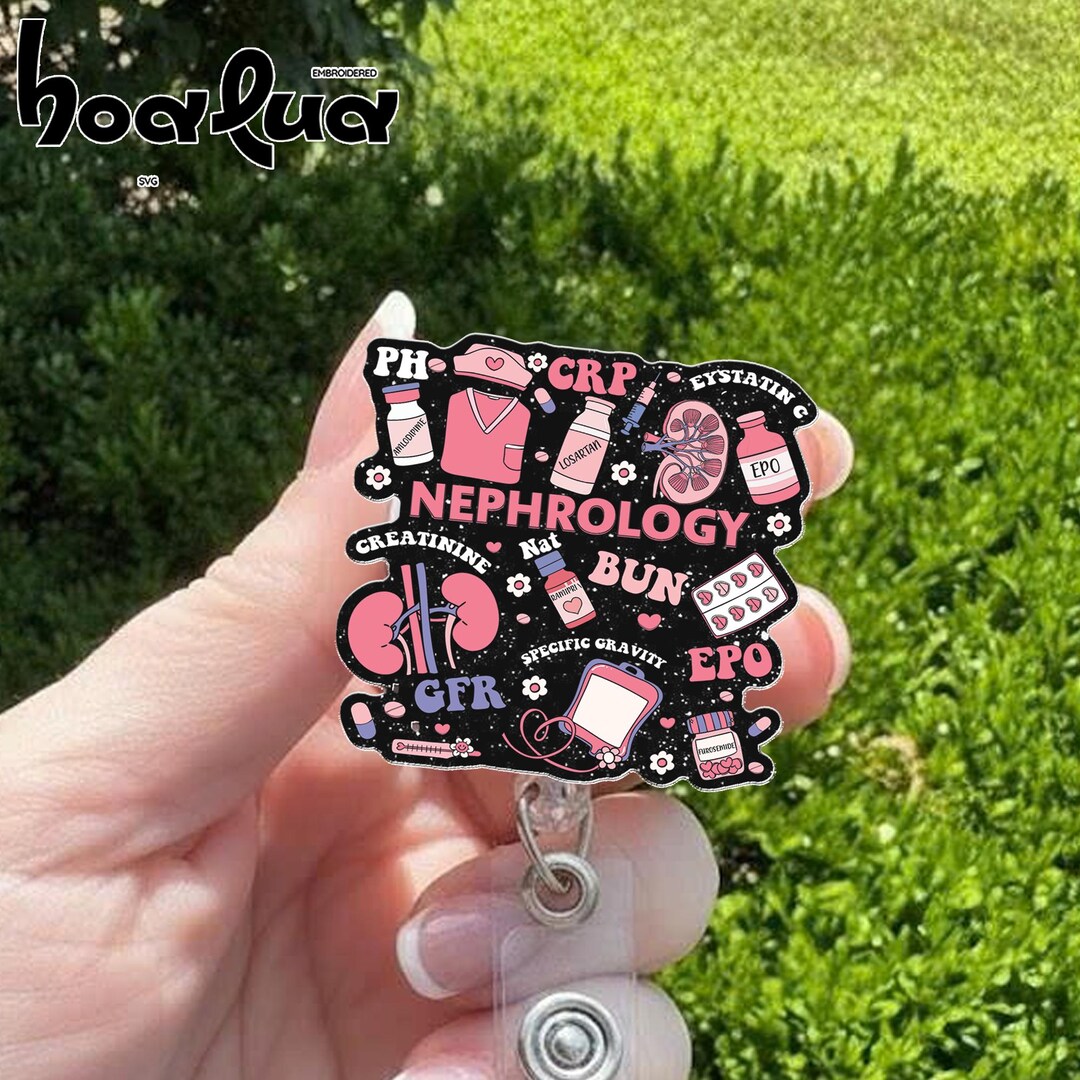 Nephrology Badge Reel Cute Kidney Theme, Gift for Nephrology Nurses ...