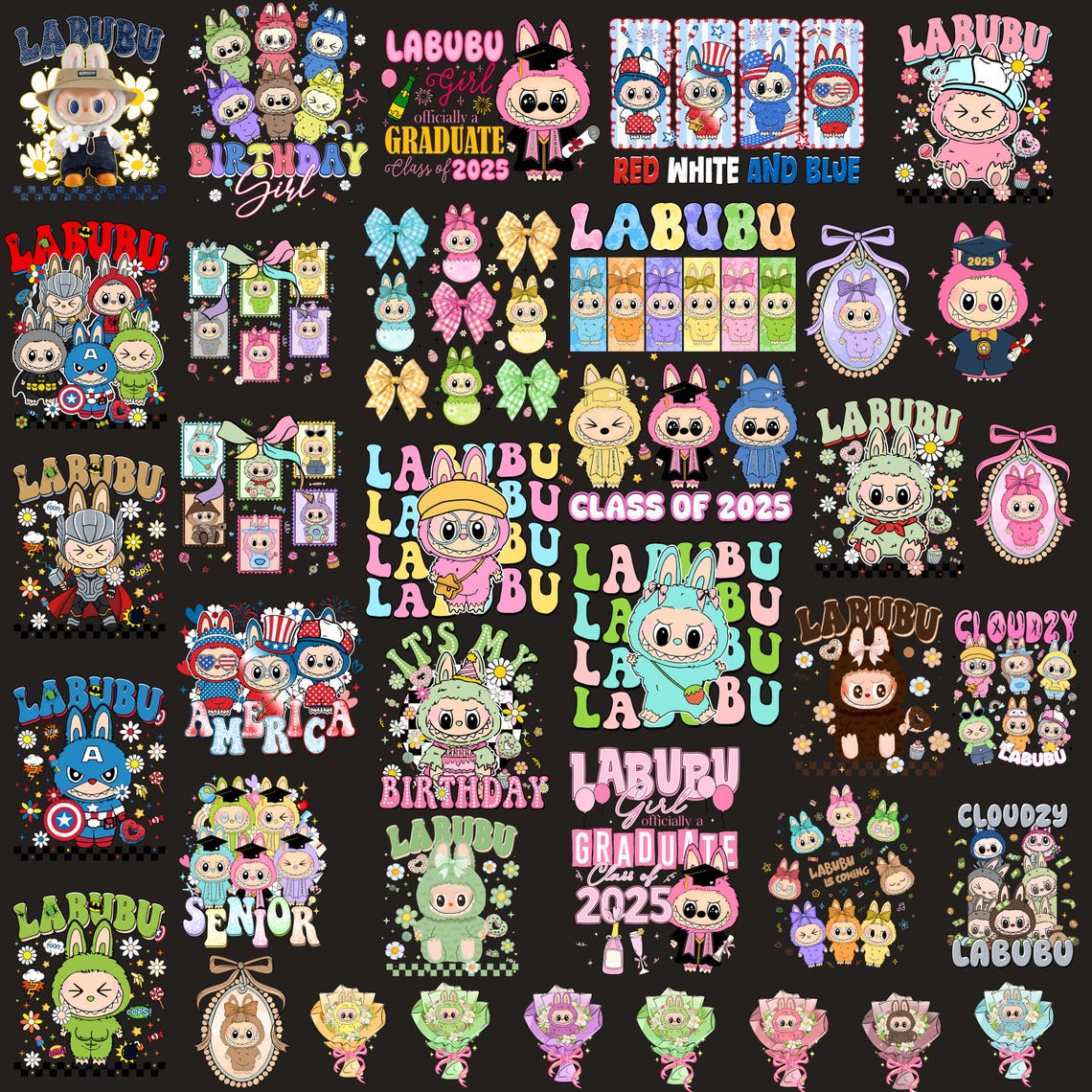 Labubu Design PNG Bundle Vol 1 |kawaii Cute Digital Stickers |cute ...