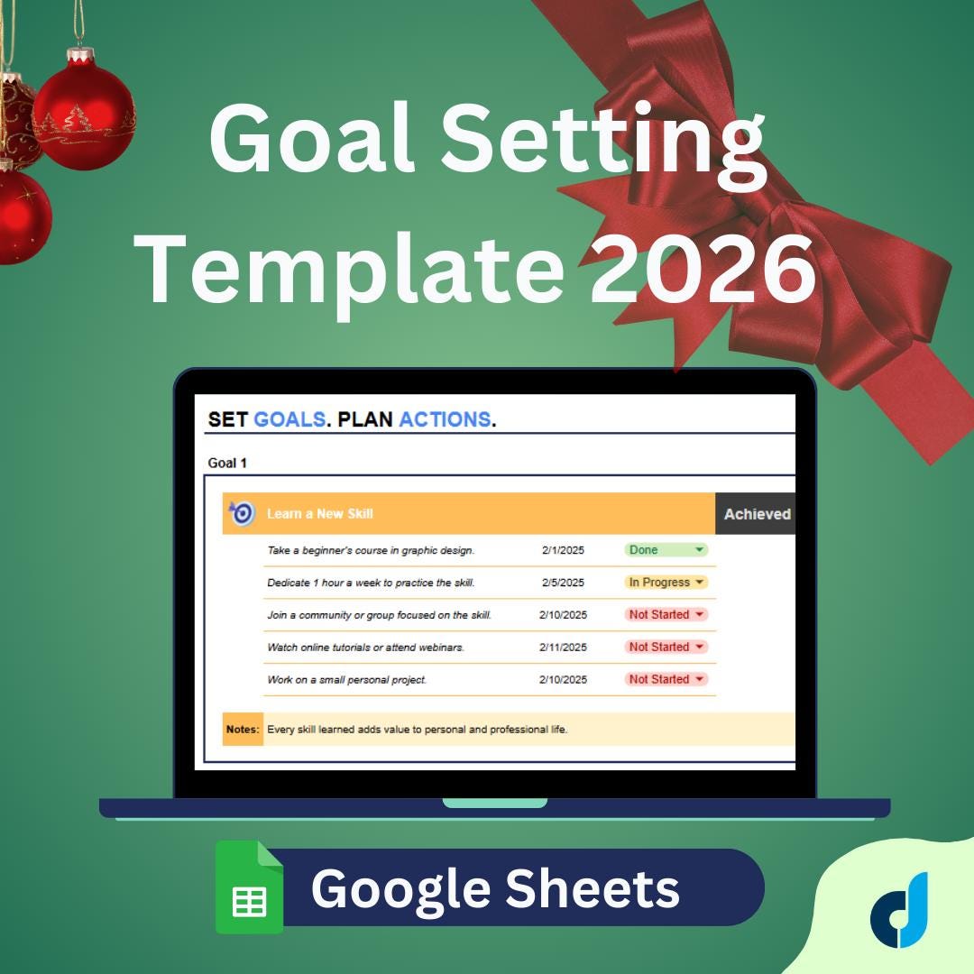 Goal Setting Google Sheets Template: 2026 Action Planner (digital Gift ...