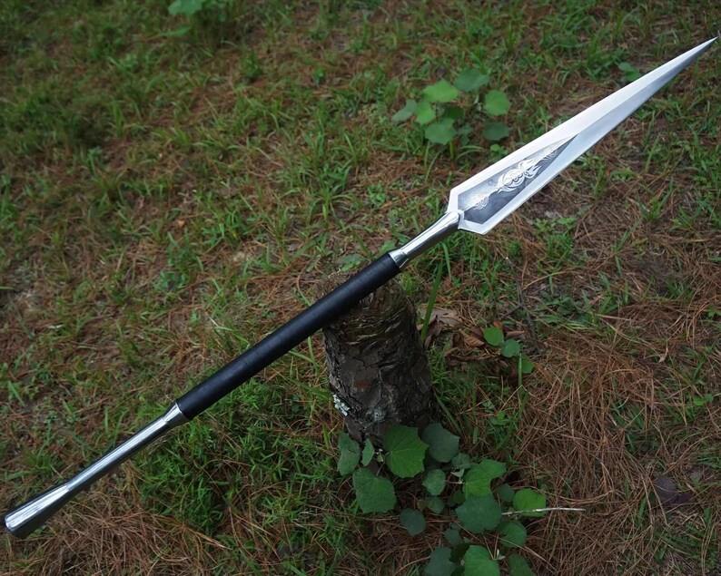 Hand-forged Carbon Steel Spear: Rosewood Handle, Leather Sheath - Etsy