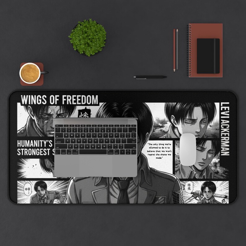 Levi Ackerman Desk Mat: Attack on Titan Mouse Pad, Manga Art Gaming Mat ...