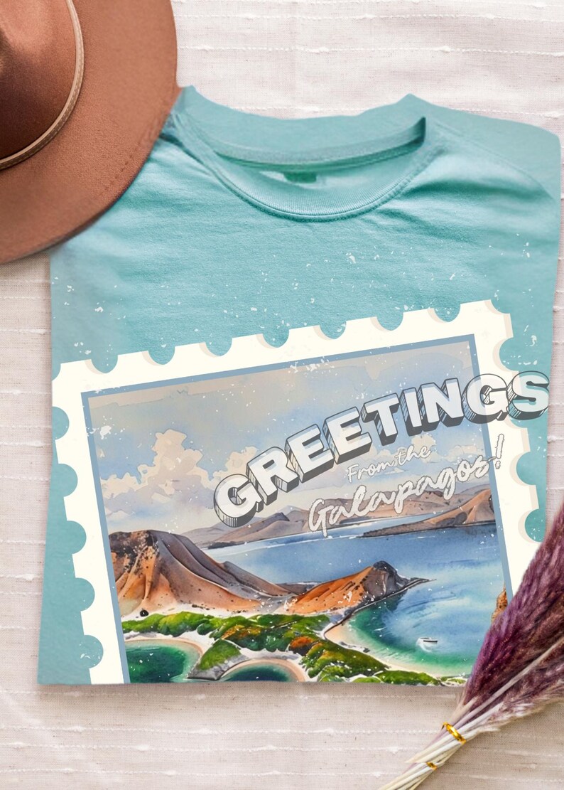 Galapagos Watercolor T-shirt Vintage Travel Stamp Tee Unisex Cotton ...