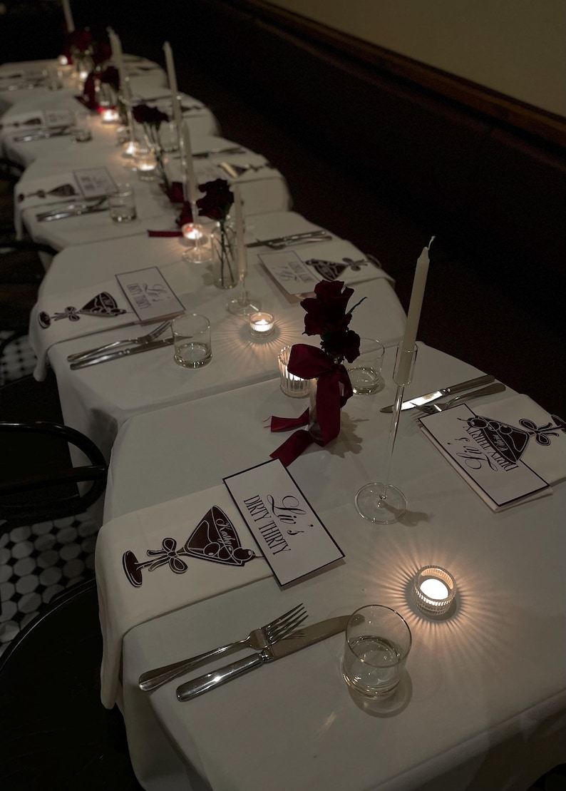 Editable 30th Birthday Dinner Menu: Luxe Red & Cream Canva Template ...
