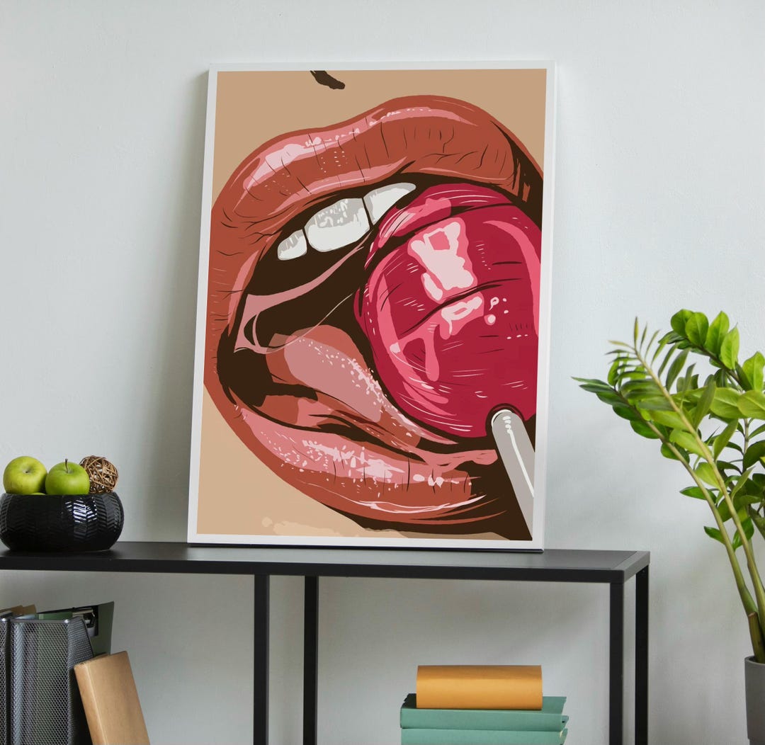 Bold Lips With Lollipop Digital Poster - Pop - Glamor - Sweet - Fashion ...