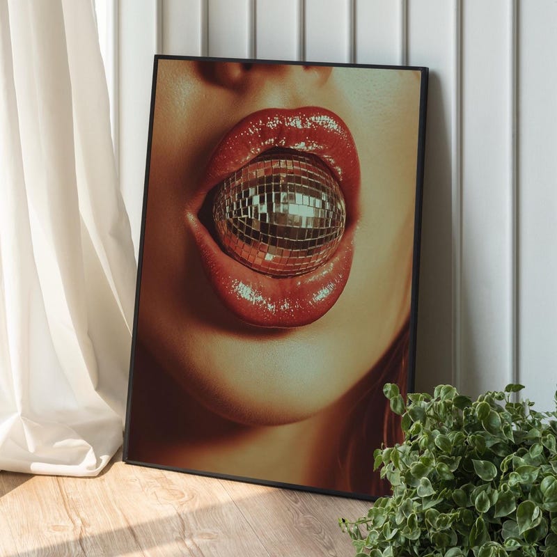 Disco Ball Lips Poster - Etsy UK
