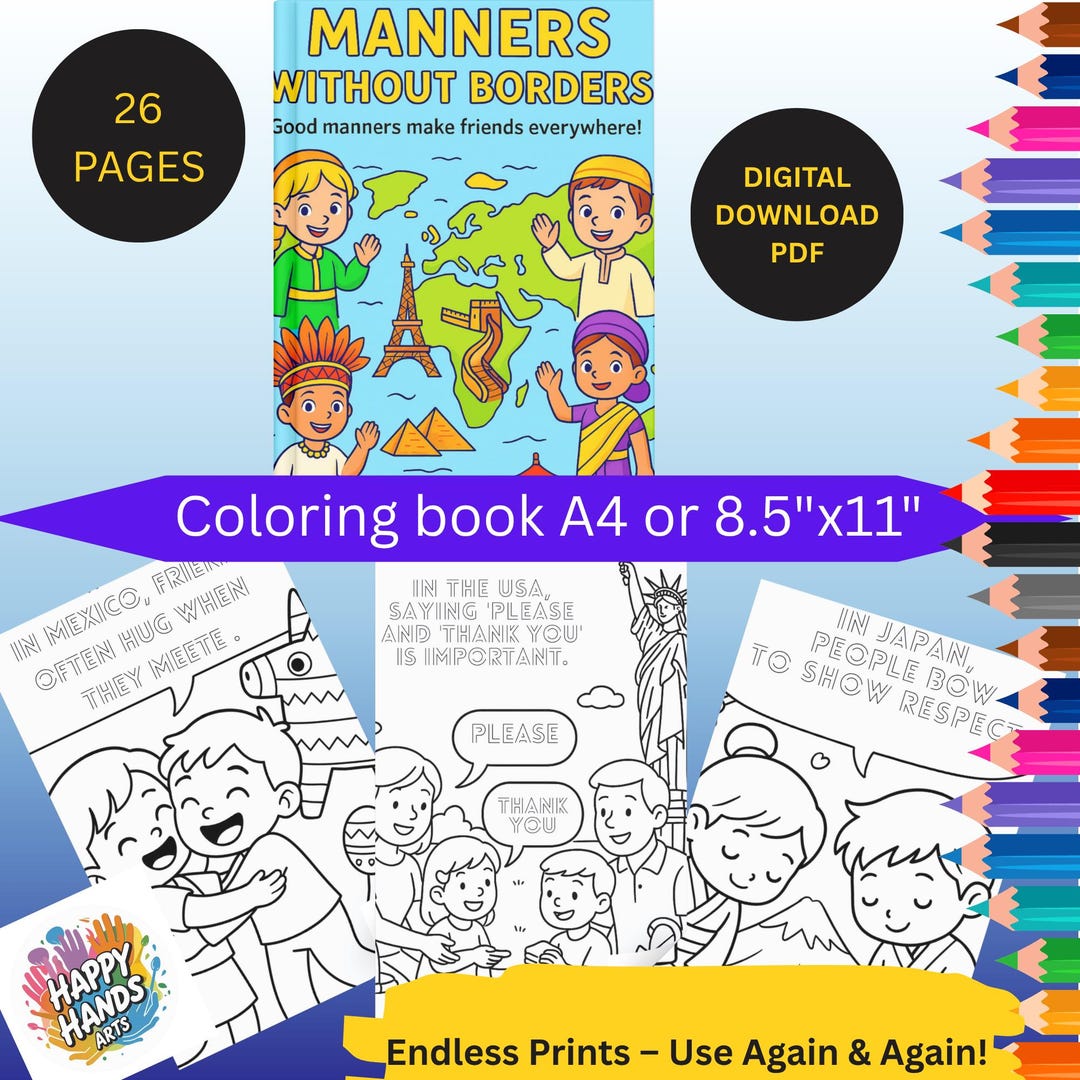 Manners Without Borders – 26-page Kids Coloring Book – Learn Global ...