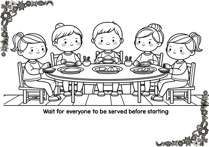 Table Manners Coloring Book for Kids | Printable Activity | Educational ...