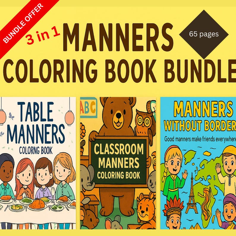 Coloring Book Bundle, 3-in-1 Kids Activity, Table Manners, Classroom ...