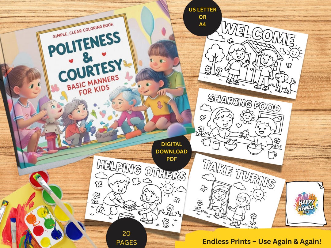 Manners Coloring Book for Kids: ,etiquette Behavior Learning Resources ...