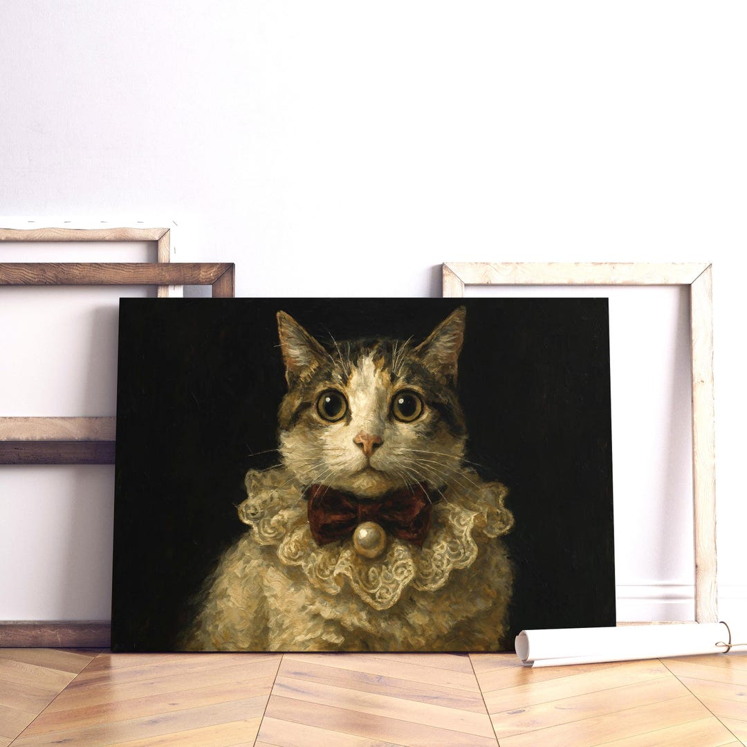 Royal Cat Portrait – Baroque Cat Wall Art, Vintage Feline Painting ...