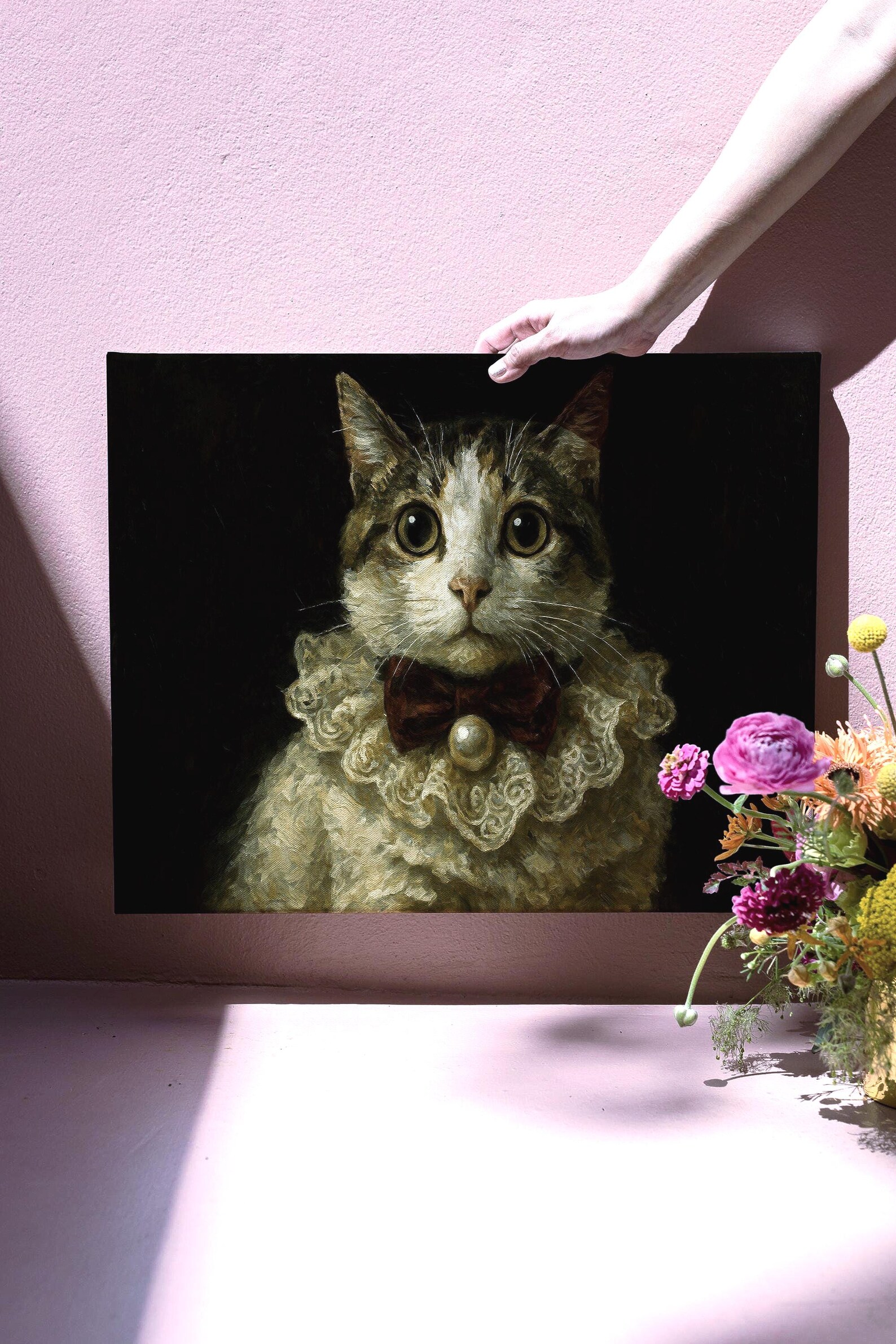 Royal Cat Portrait – Baroque Cat Wall Art, Vintage Feline Painting ...