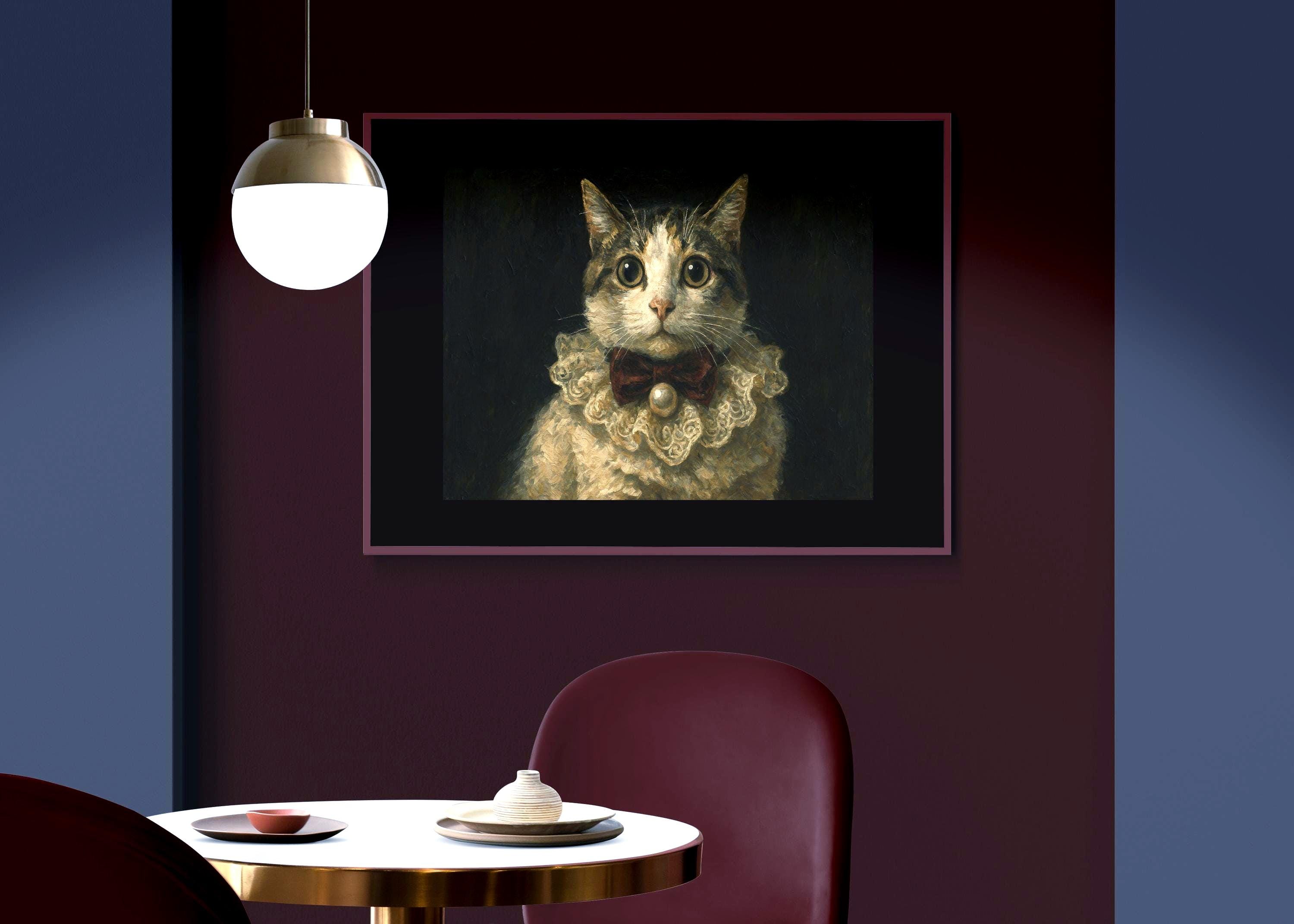 Royal Cat Portrait – Baroque Cat Wall Art, Vintage Feline Painting ...