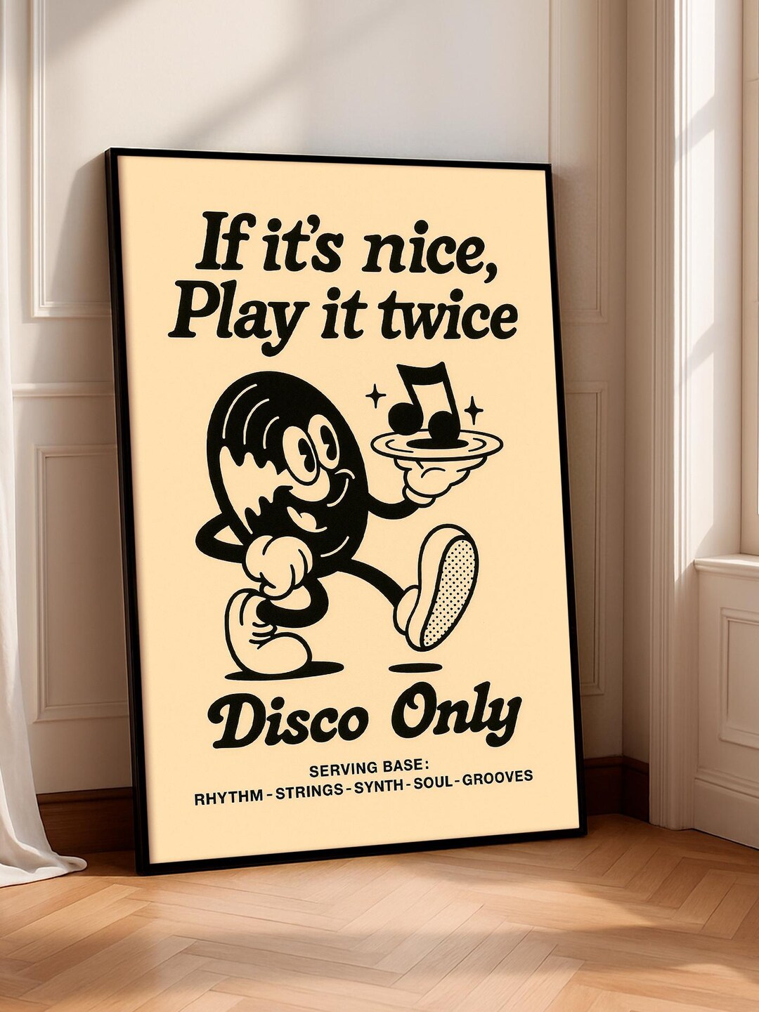 Retro Disco Poster, Vintage Vinyl Wall Art, Funky Music Print, 70s ...