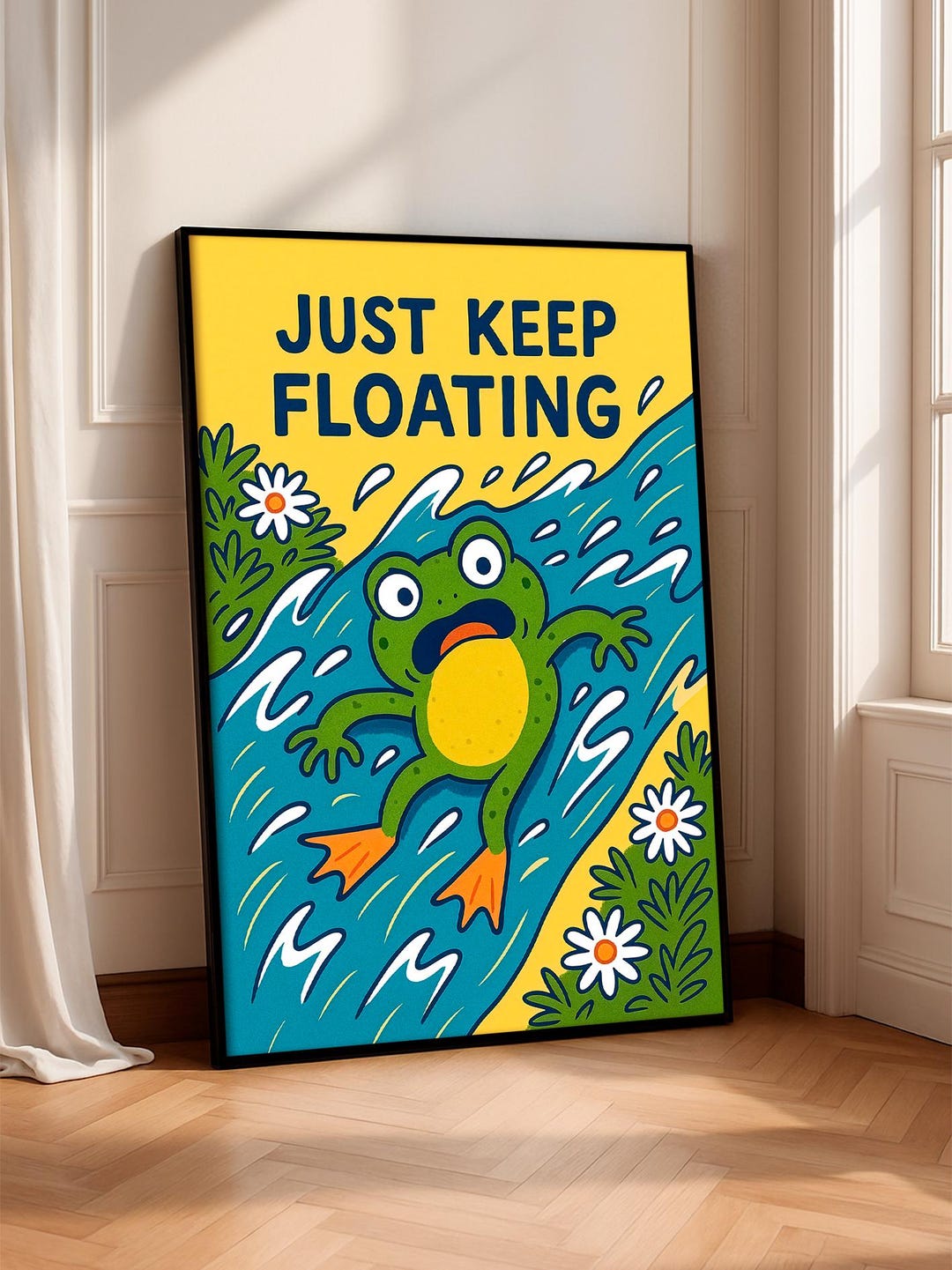 Poster With Artistic Frog Illustration, Courage Quote, Motivational ...