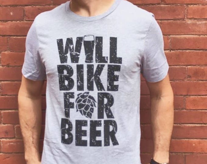 Will Bike for Beer Tshirt, Biking Shirt, Workout Tee, Cross Training ...