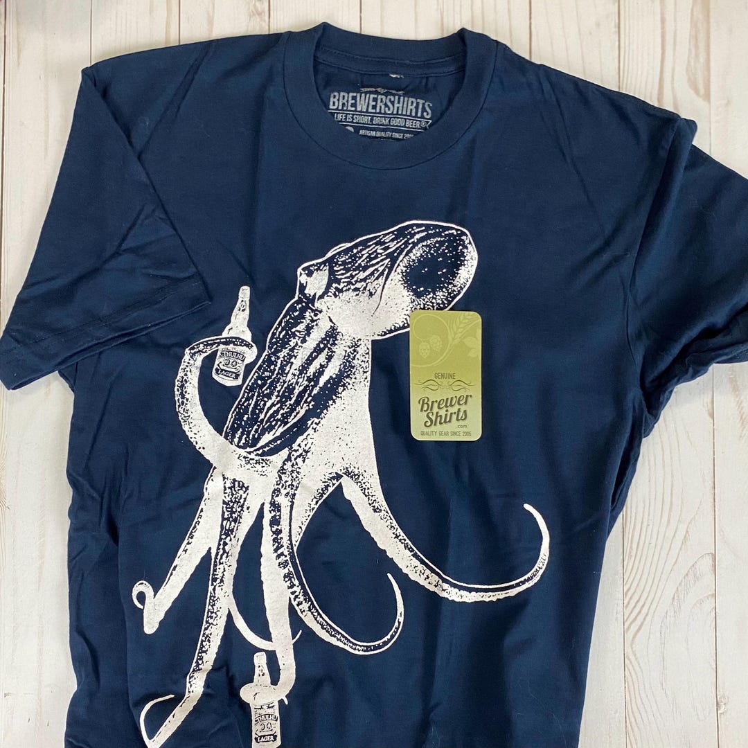 Gift for Beer Lover Homebrewer, Octopus Drinking Beer, Craft Beer Shirt ...