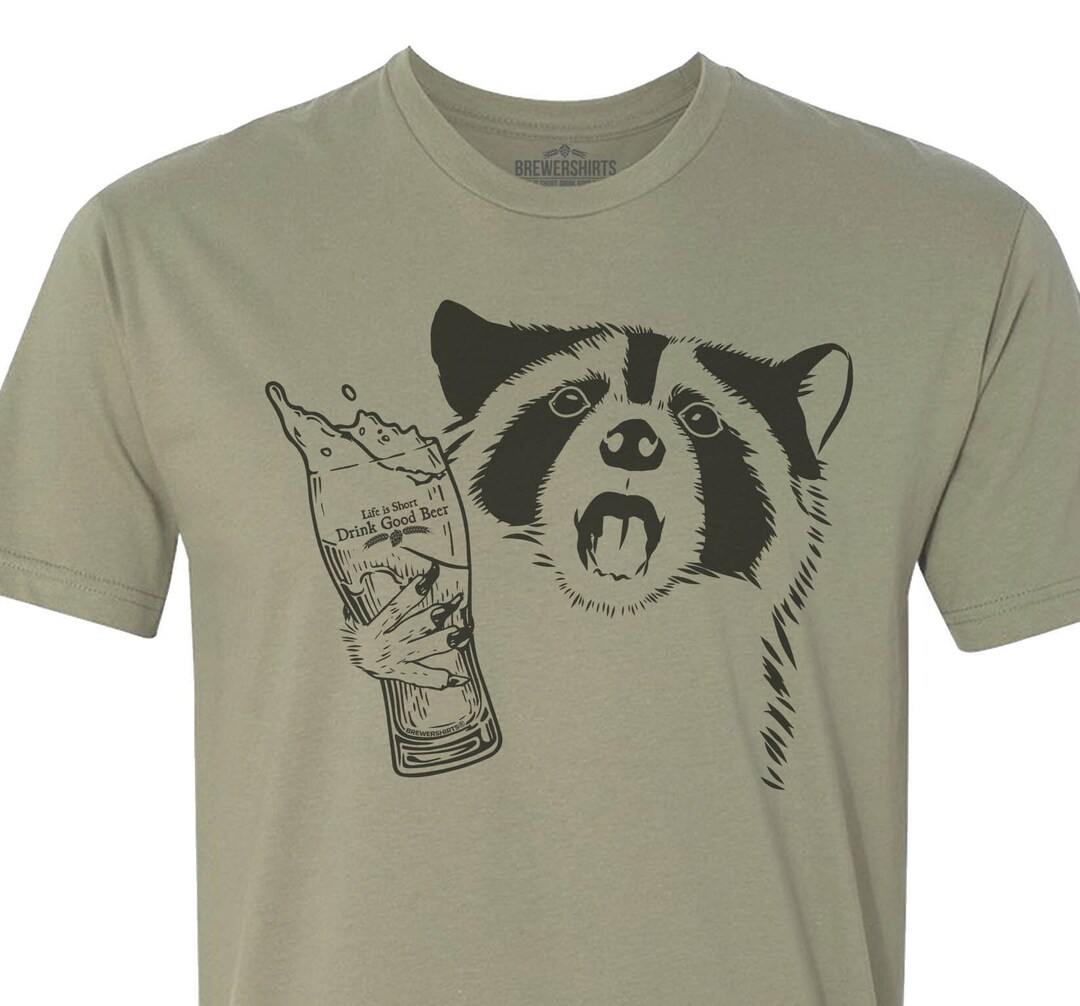 Beer Drinking Raccoon Beer Shirt, Homebrew Trash Panda Graphic Tee for ...