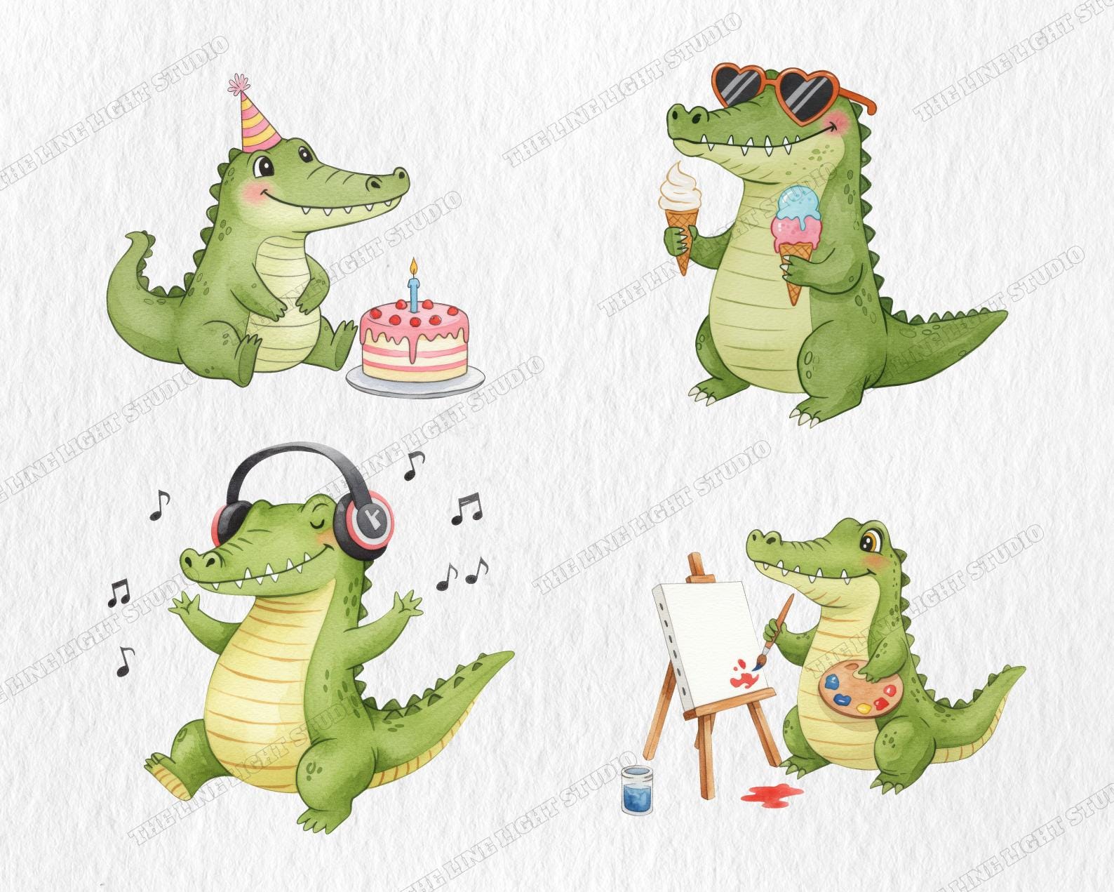 22 Crocodile Clipart Bundle, Watercolor Crocodile PNG, Cute Crocodile ...