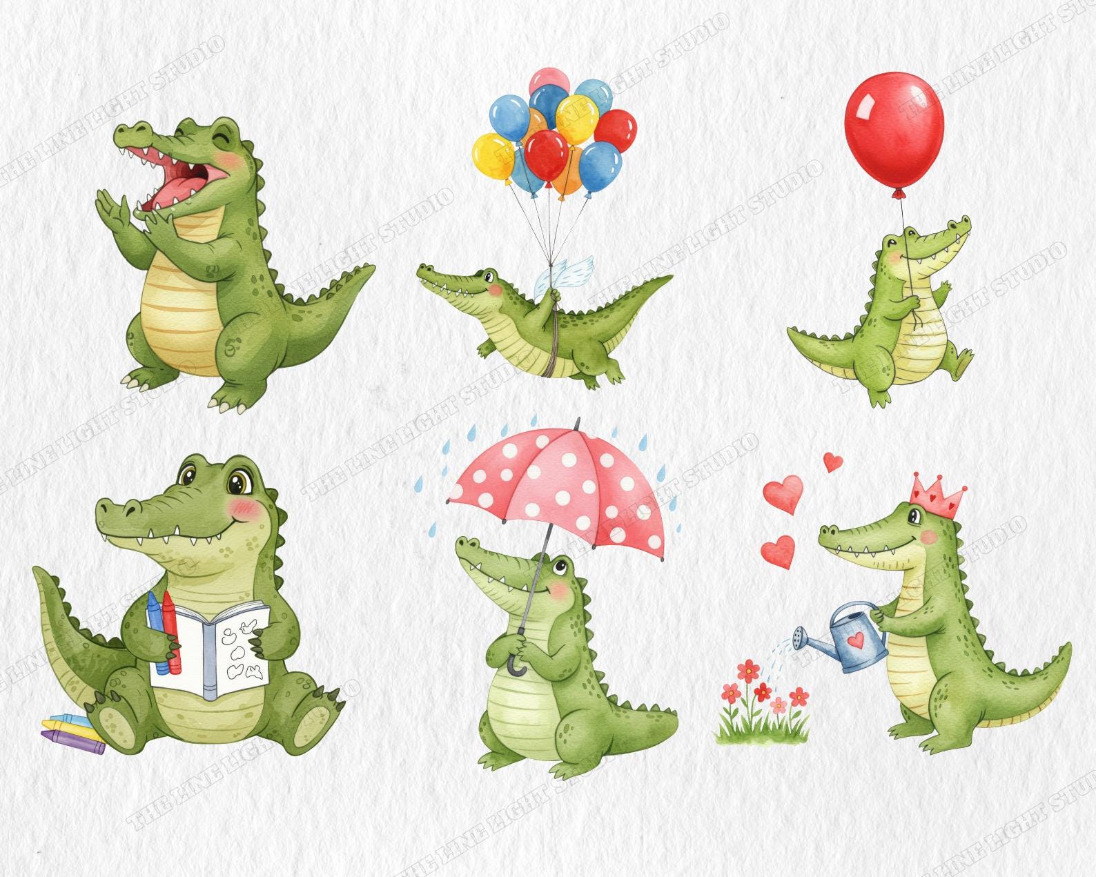 22 Crocodile Clipart Bundle, Watercolor Crocodile PNG, Cute Crocodile ...