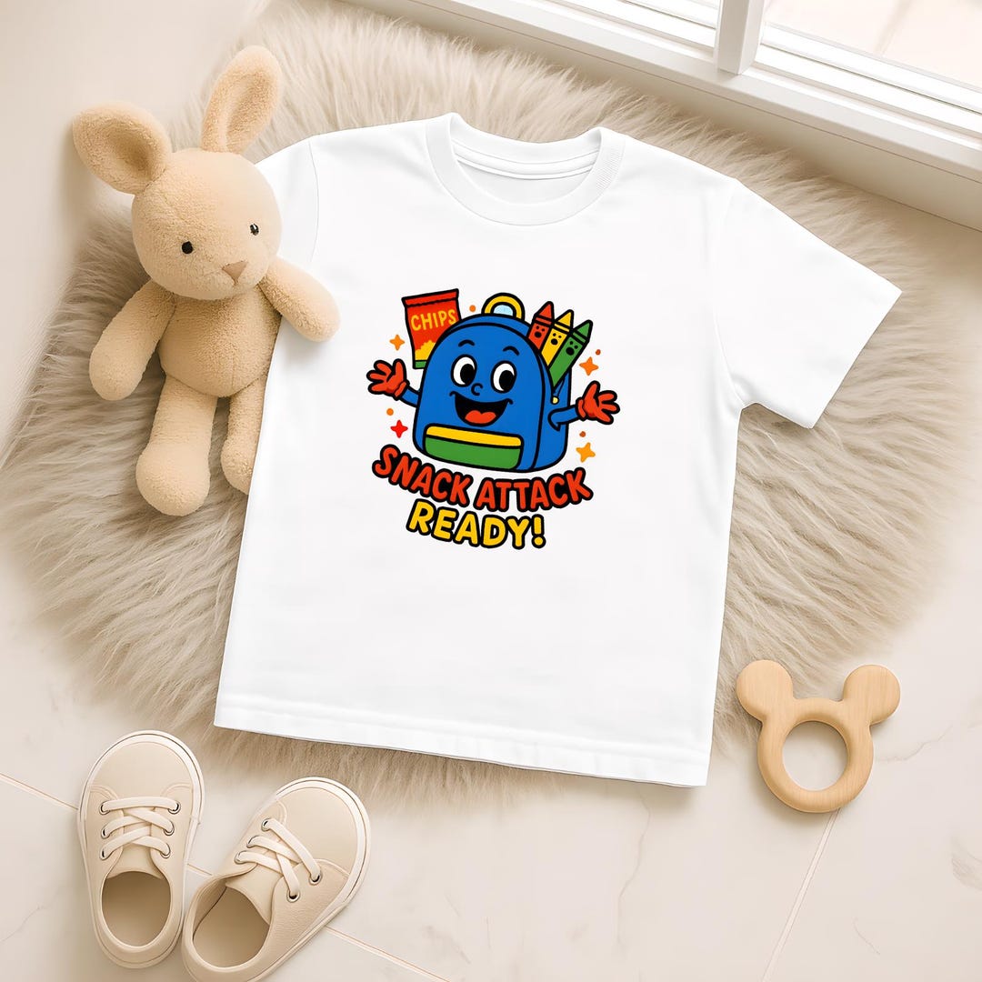 Snack Attack Ready PNG, Cute Backpack Back to School PNG for Kids ...