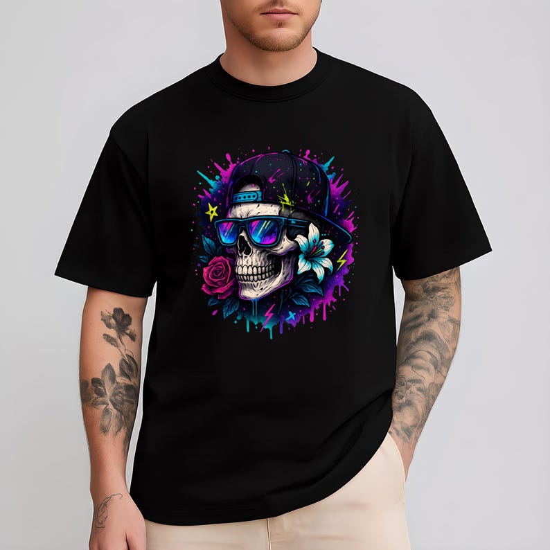 Retro Neon Skull PNG: Street Art Design (digital Download - Etsy