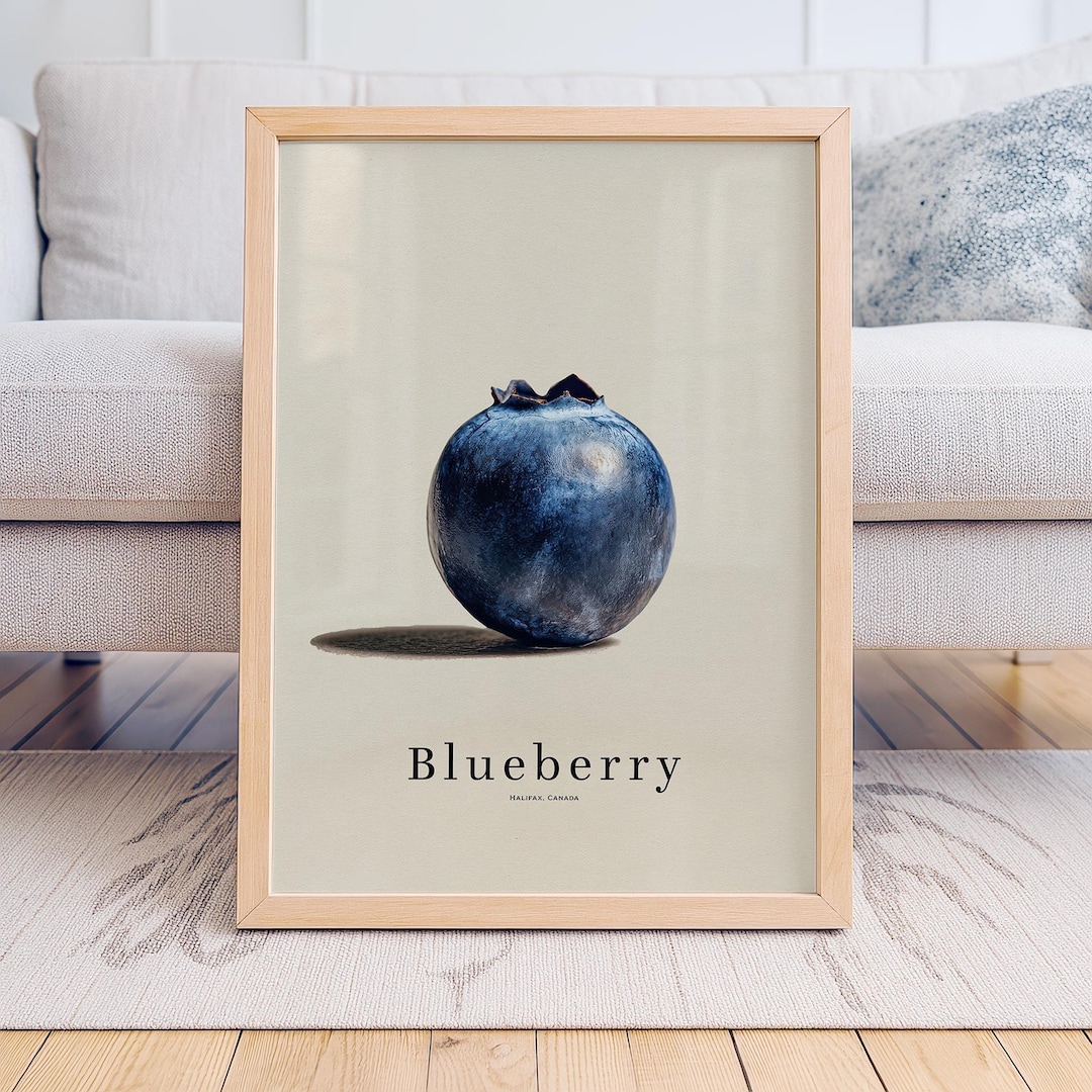Blueberry Kitchen Art – Minimalist Watercolor Fruit Print, Farmhouse ...