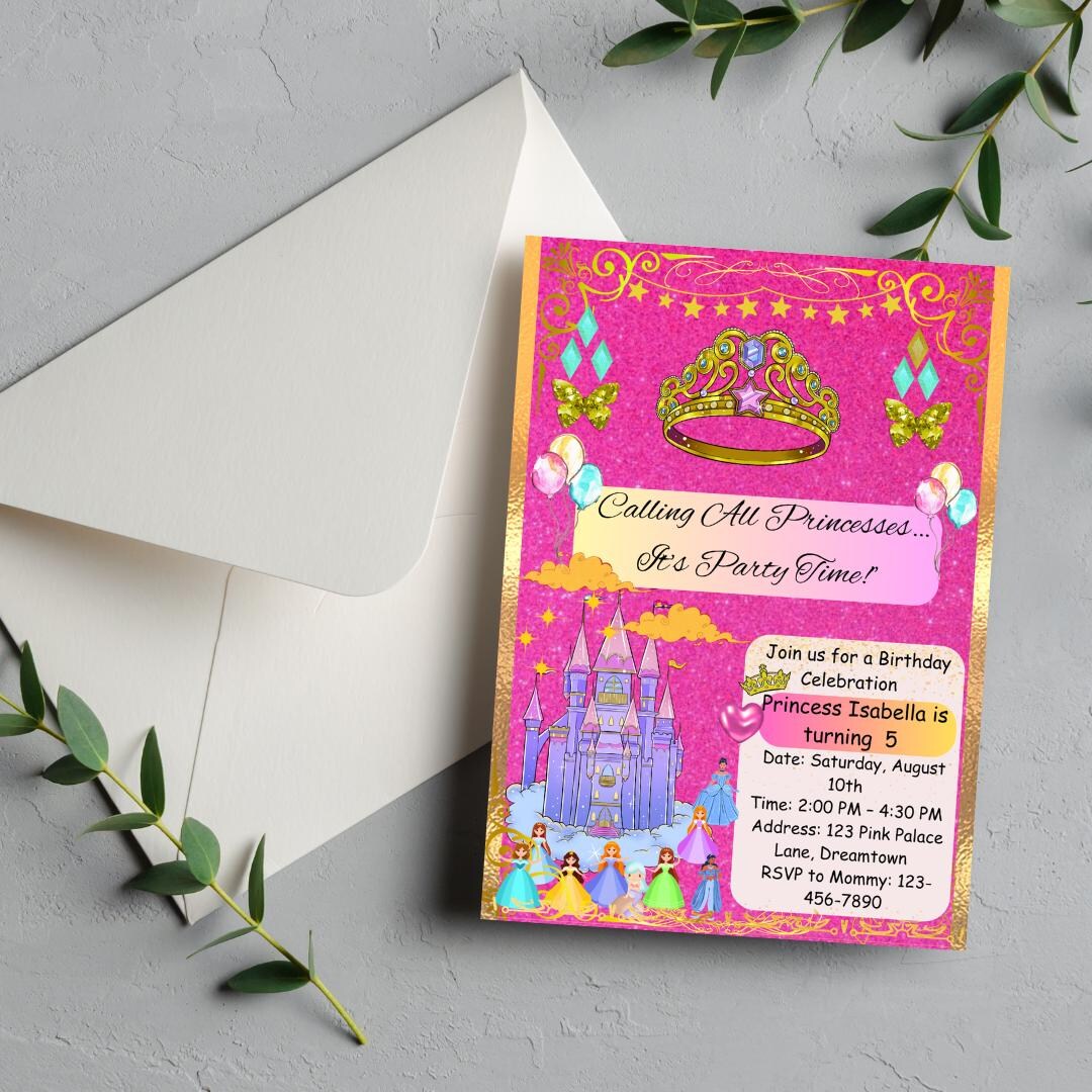 Barbie Princess Birthday Invitation | Editable Pink Party Invite | Girl ...