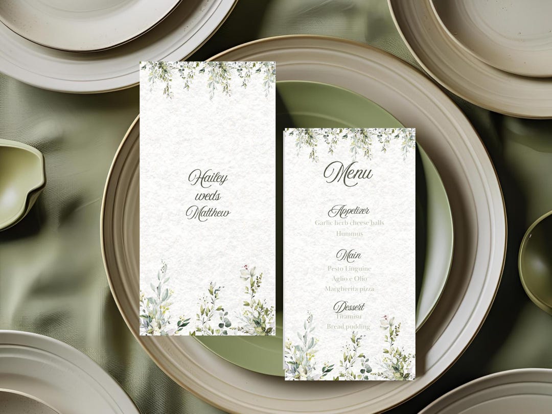 Editable Wedding Dinner Menu Template: Minimalist Floral Design (canva ...